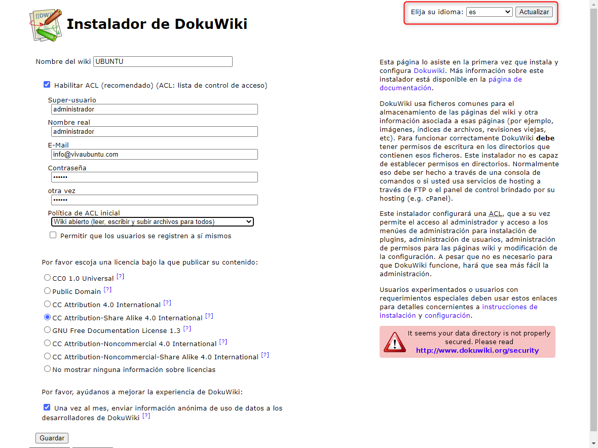 INSTALAR DOKUWIKI EN UBUNTU - Viva Ubuntu